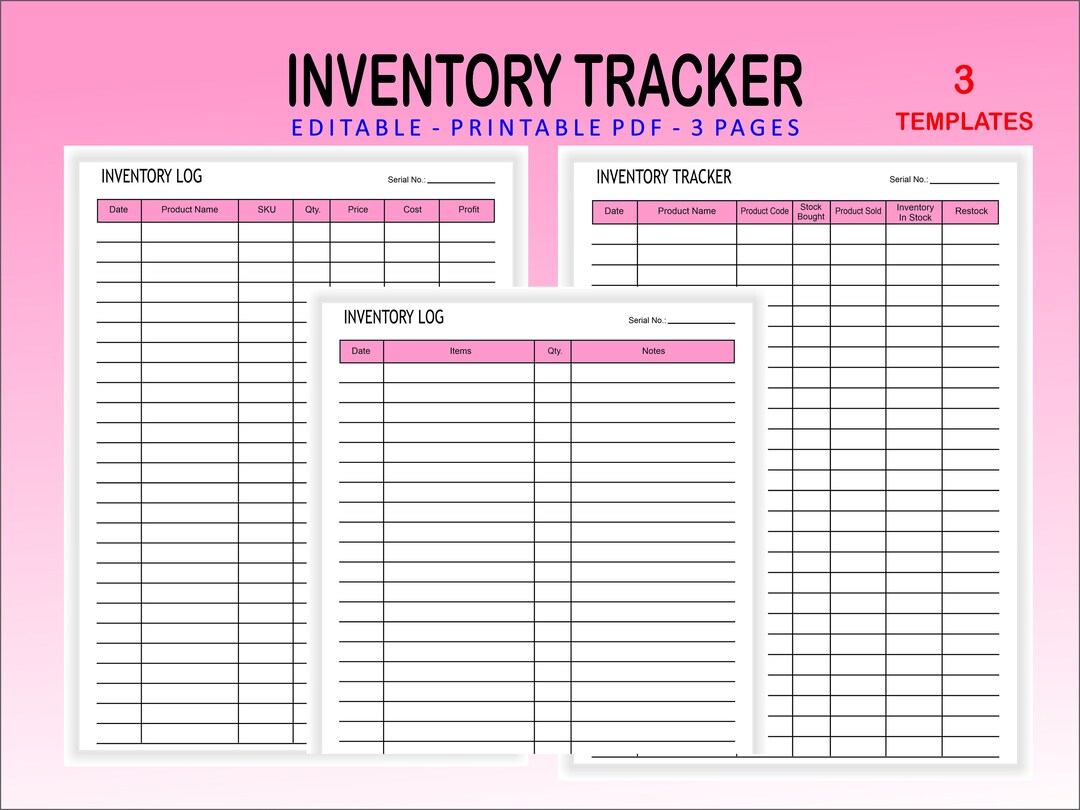 Editable Inventory log, Inventory Tracker, Product inventory, Inventory ...