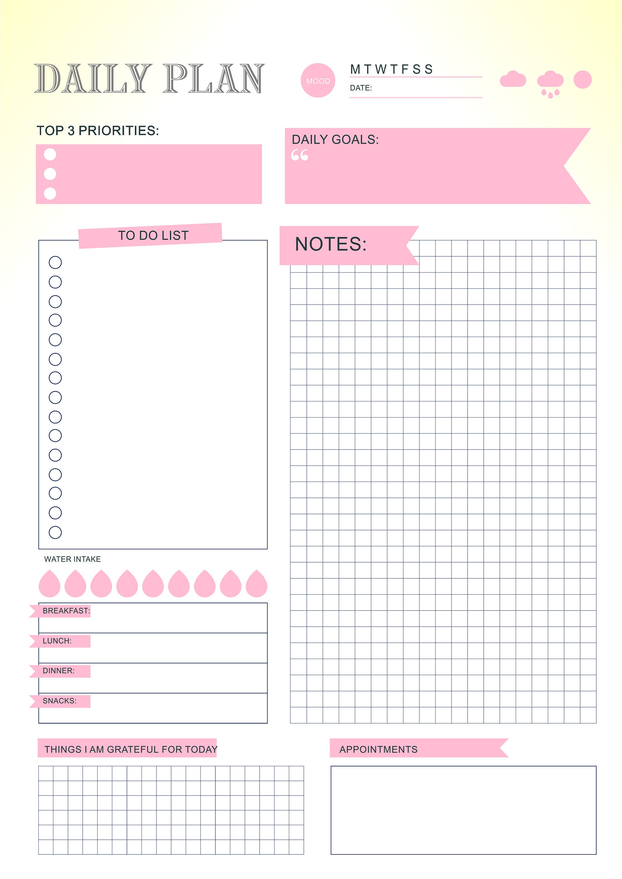 Daily Planner, Digital Planner, Printable Planner - Etsy