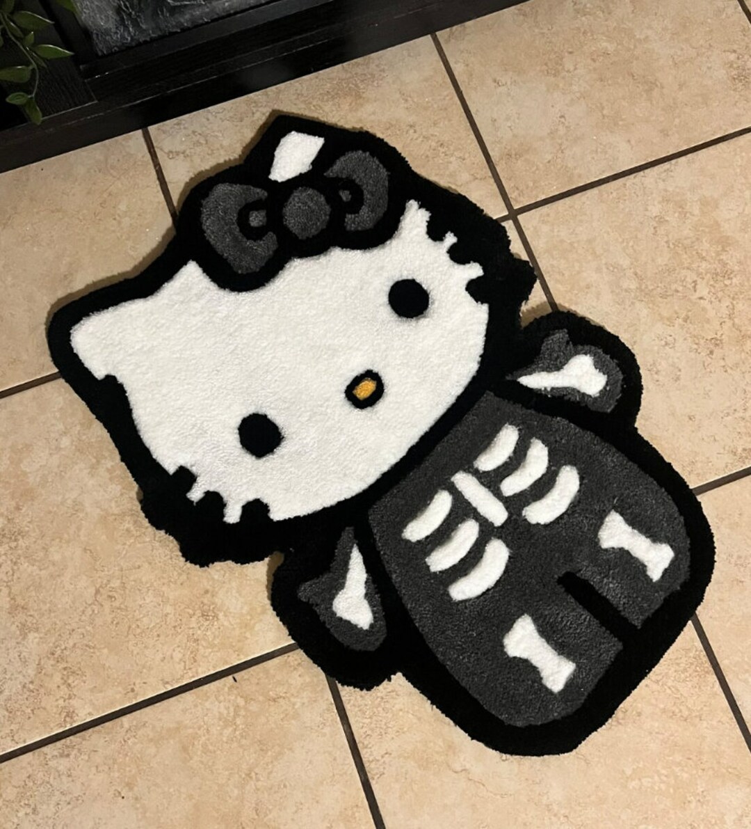 Kitty Skeleton Tufted Rug - Etsy