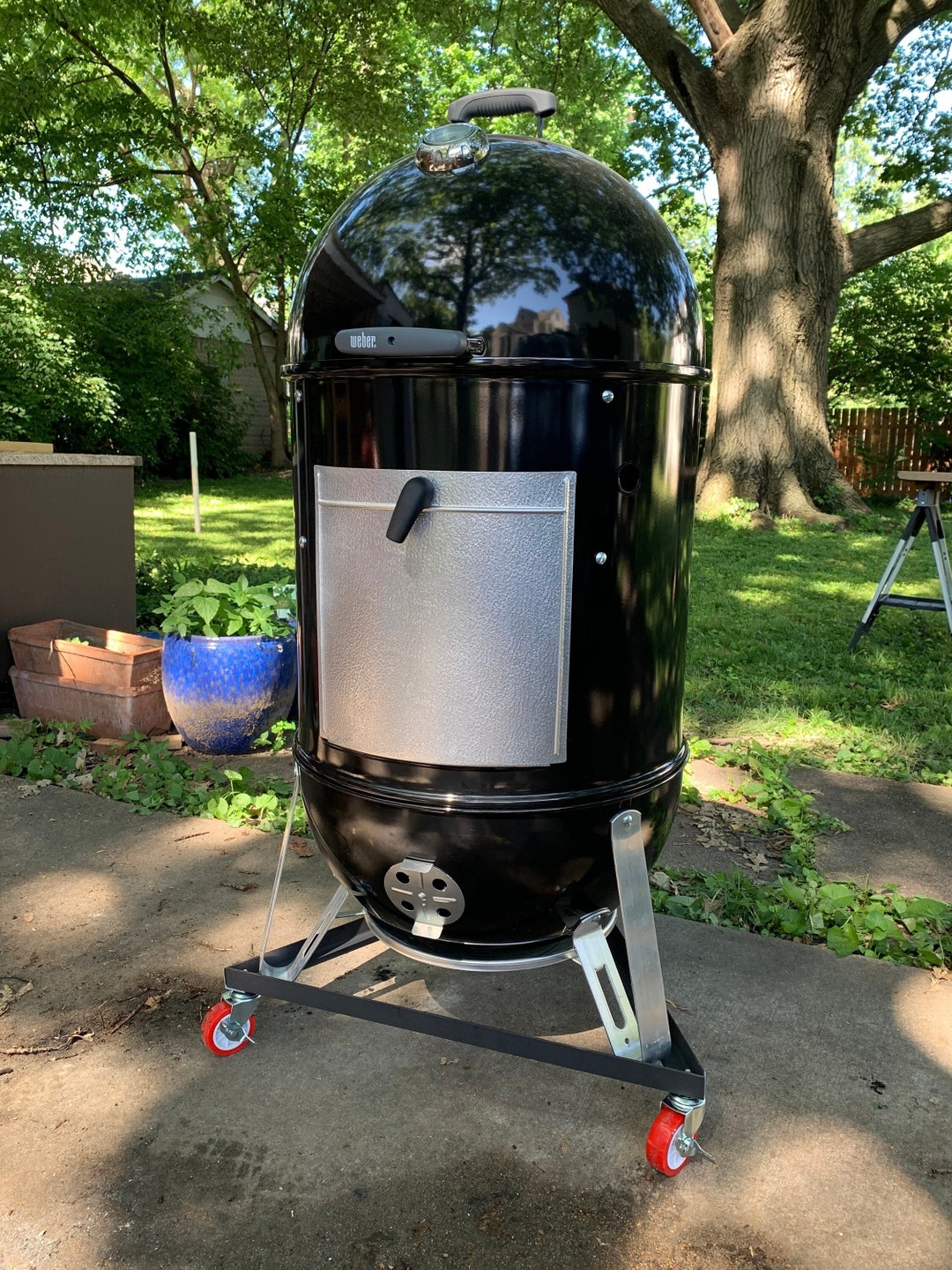 Rolling Cart for Weber Smokey Mountain Cooker With Swivel and Locking ...