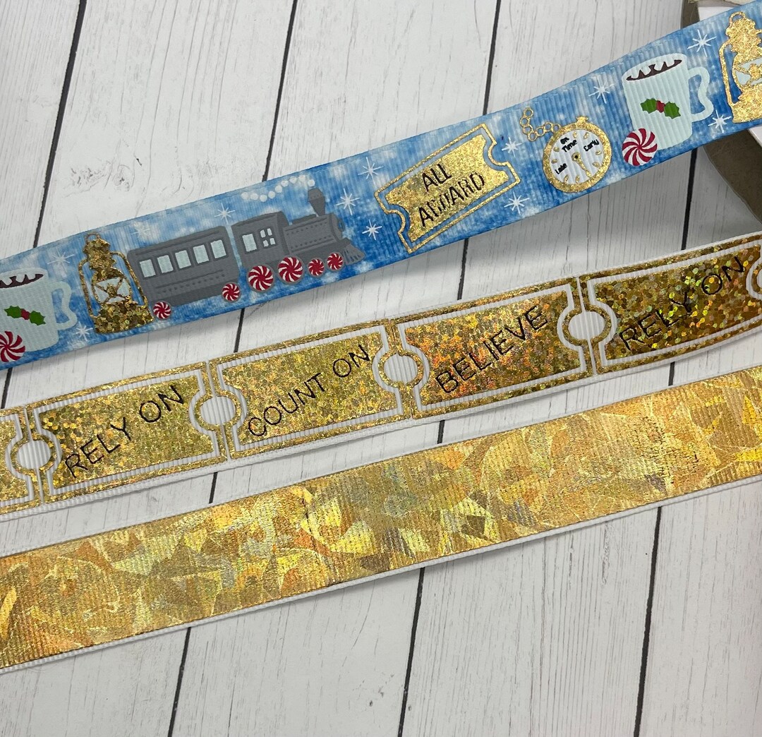 Christmas Ribbon, Golden Ticket 7/8 Quality Designer Ribbon - Etsy