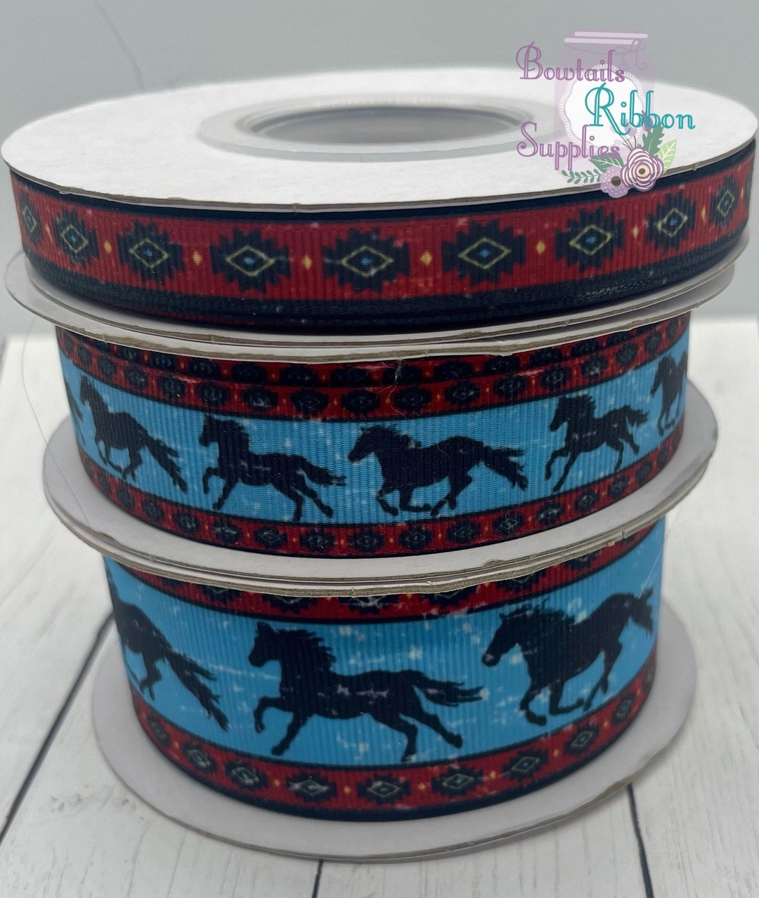 Designer Ribbon, USDR, Western, Horses, 3/8", 7/8" 1.5", High Quality ...