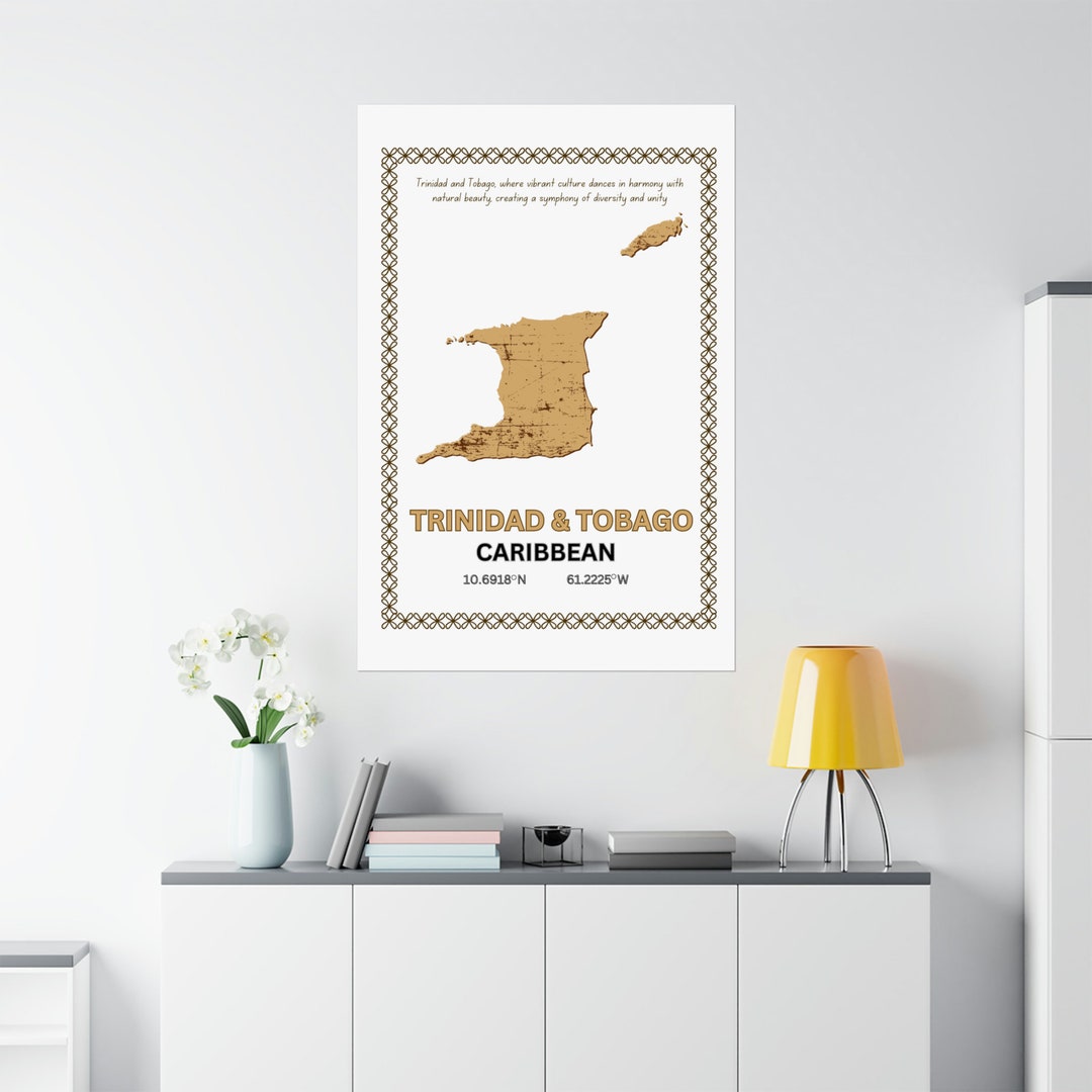 Trinidad and Tobago Map Wall Art Trinidad and Tobago Poster - Etsy