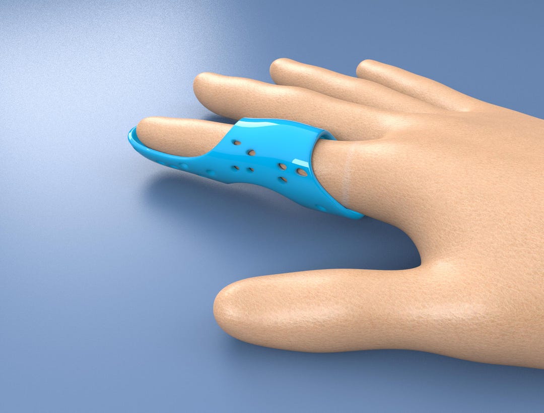 3D Finger Splint STL Textured Brace Design for DIY Projects ...