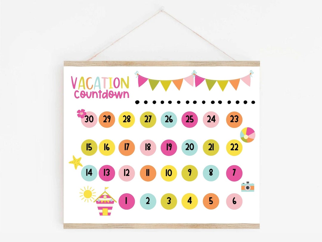 Vacation Countdown Printable for Kids Tropical - Etsy