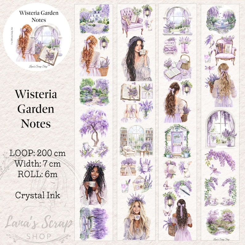 Wisteria Garden Notes - PET Tape | Scrapbooking & Journaling - Etsy