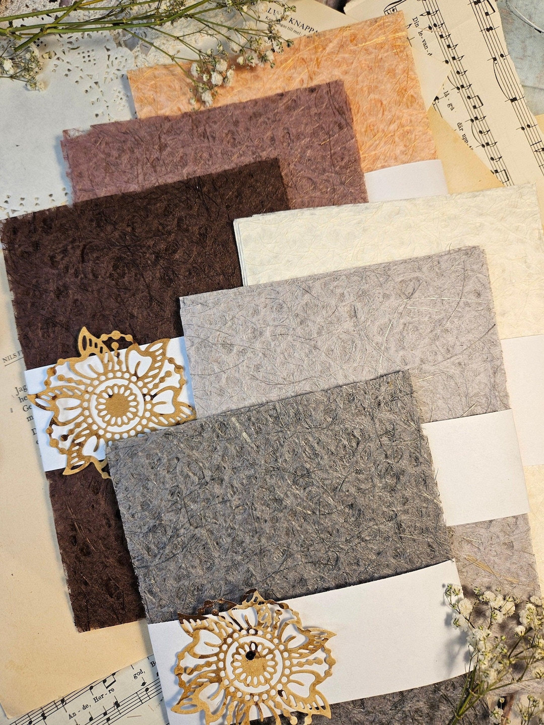 A5 Fiber Mesh Paper | Handmade Texture Paper, Scrapbooking (5 Pcs) - Etsy