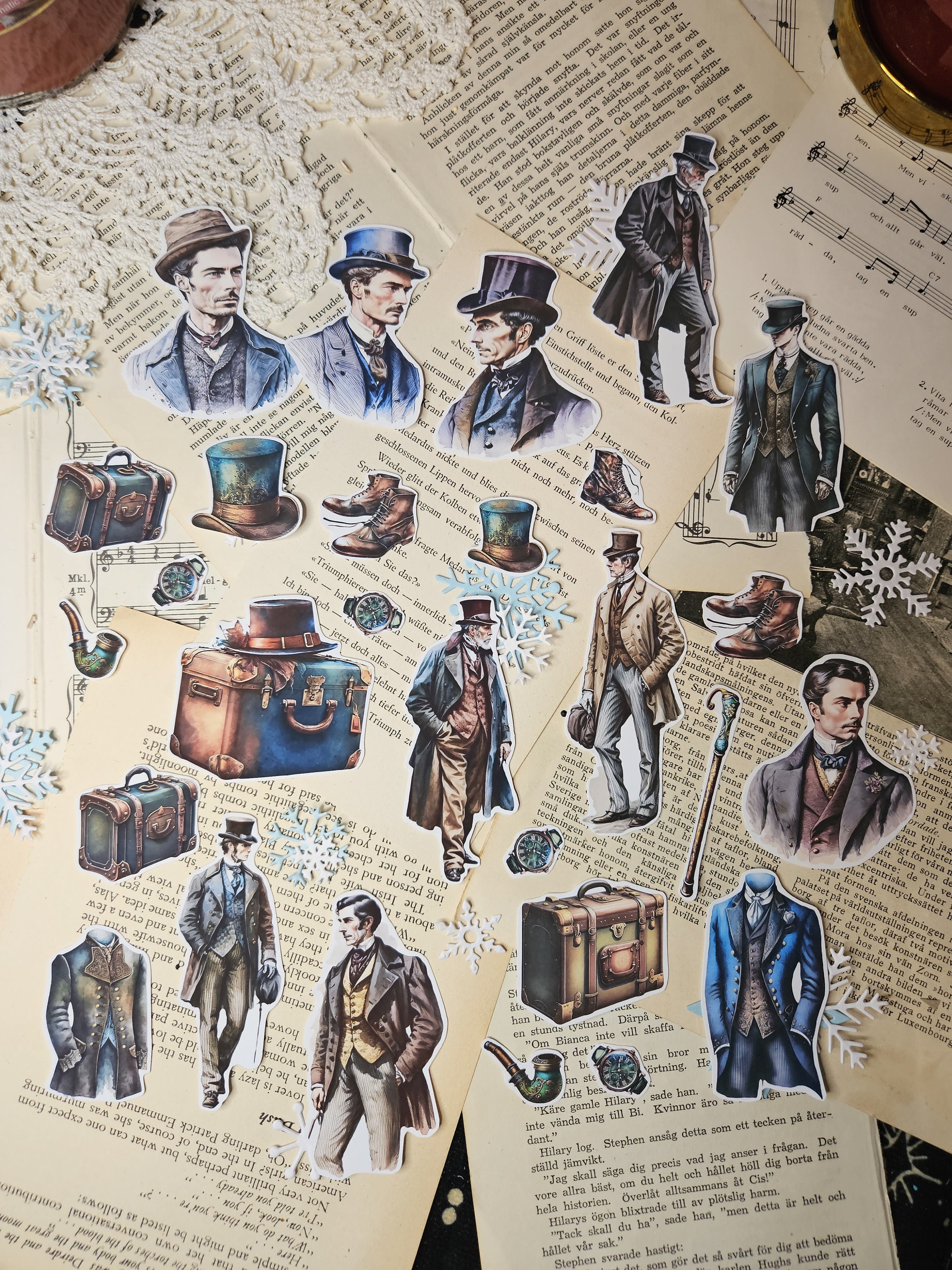 VINTAGE SERIE: Victorian Men Stickers Set Scrapbooking Card Making Art ...