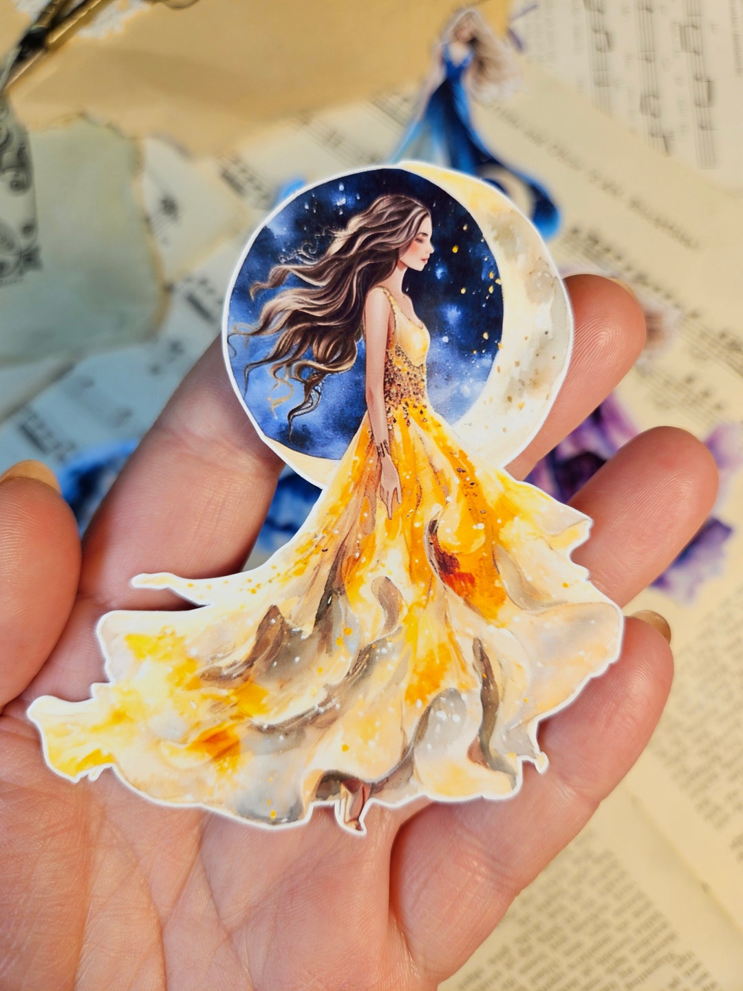 Moon Girls Set of 6 Stickers Scrapbooking Card Making Art Journaling ...