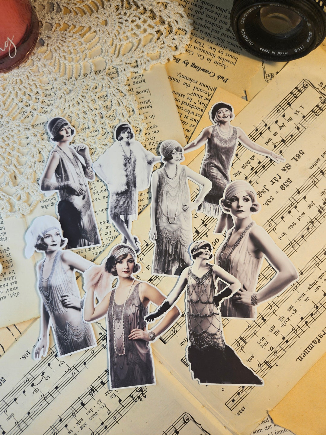 VINTAGE SERIE: 1920s Flapper Girl Stickers Set of 8 Pcs| • Scrapbooking ...