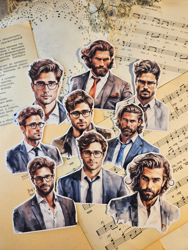 MAN SERIE: PORTRAITS Buisness Men Stickers Set of 9 Pcs Scrapbooking ...