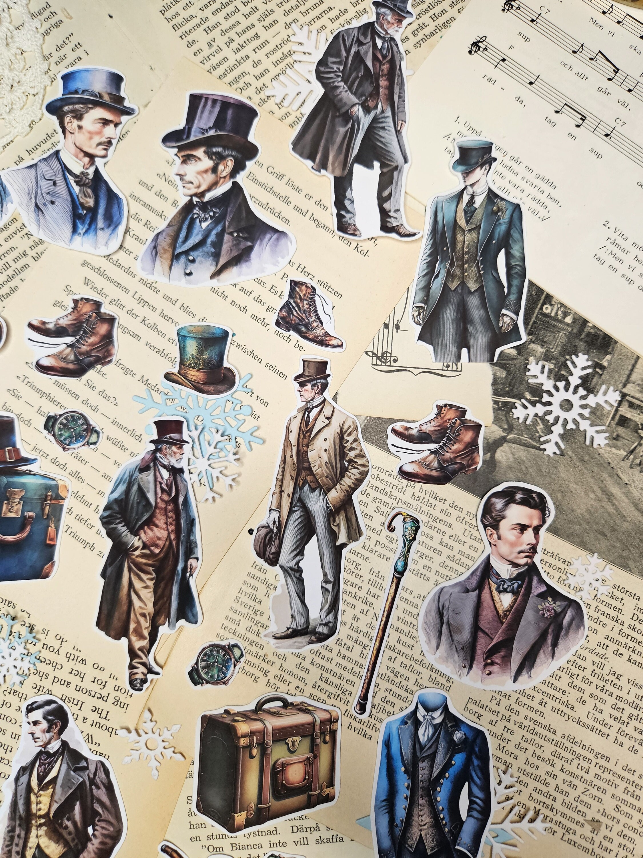 VINTAGE SERIE: Victorian Men Stickers Set Scrapbooking Card Making Art ...