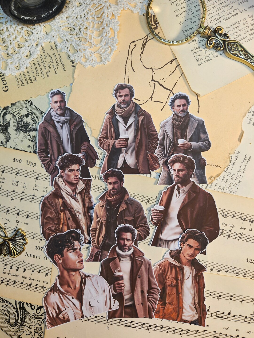 MAN SERIE: Brown Men Set of 9 Stickers | • Scrapbooking • Card Making ...