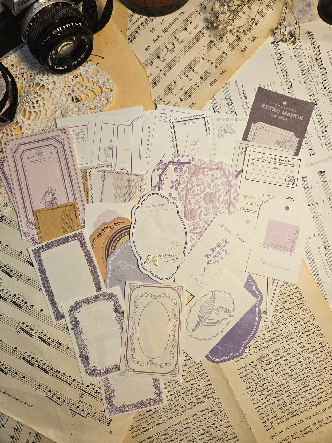 Purple Ephemera Labels/tickets Set of 50 Pcs Scrapbooking Card Making ...