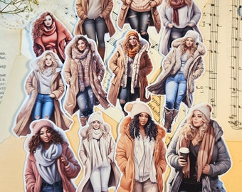 CURVY SERIE: Cozy Curvy Girls Set of 9 Stickers Scrapbooking Card ...