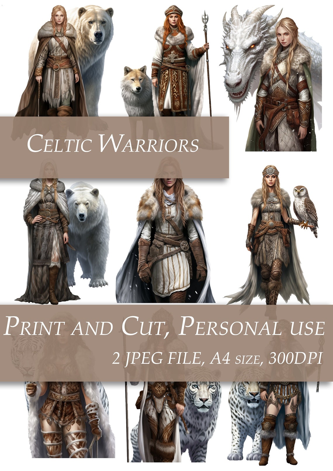 PRINT AND CUT: Celtic Warriors With Familiar - Etsy