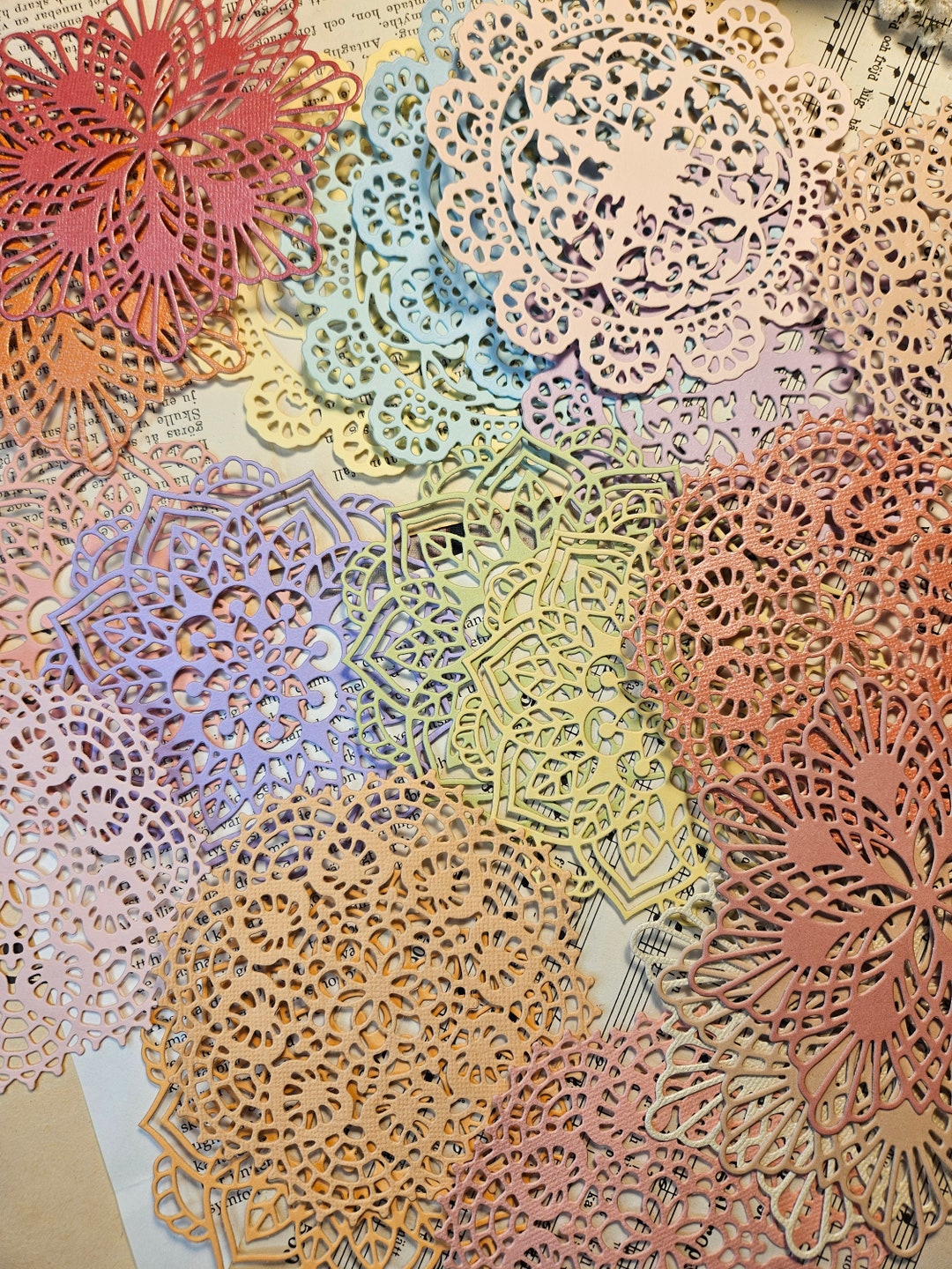 Set of 5 Mandala Lace Paper Doilies Die Cuts 160/180/216g Scrapbooking ...