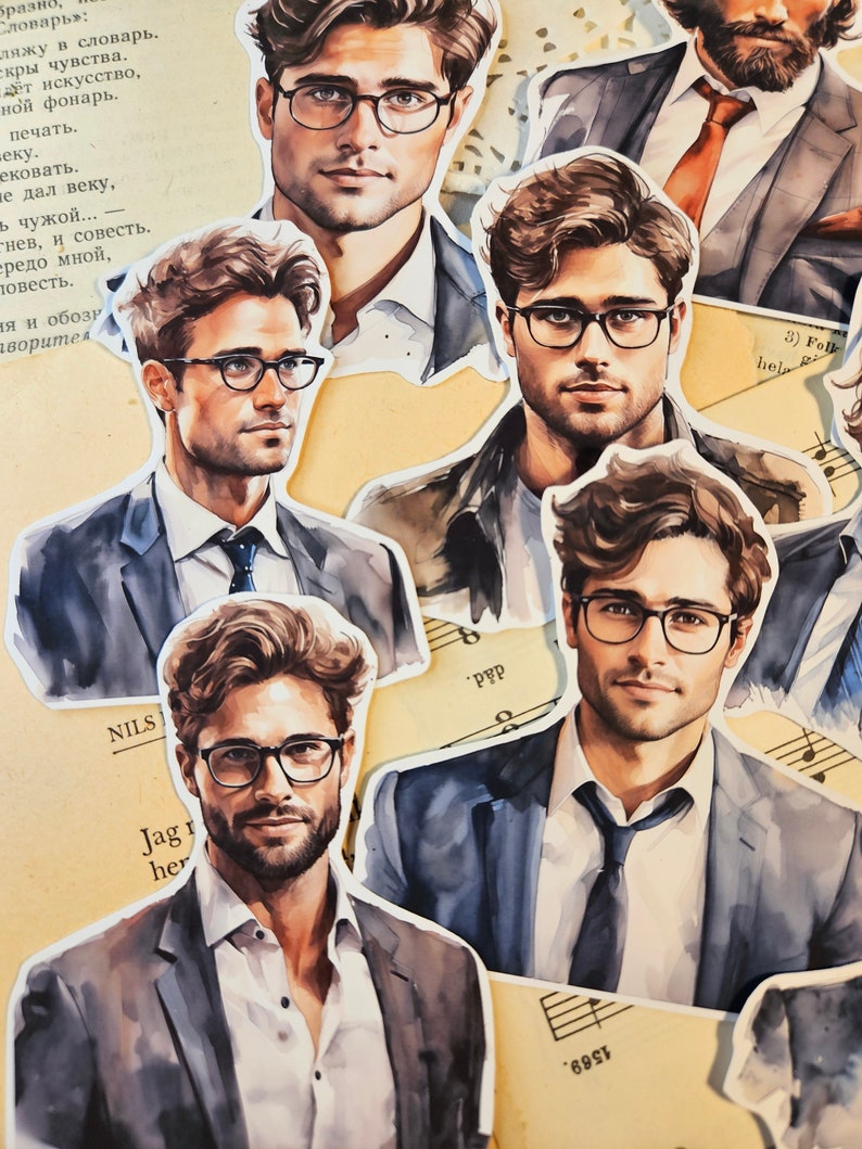 MAN SERIE: PORTRAITS Buisness Men Stickers Set of 9 Pcs Scrapbooking ...