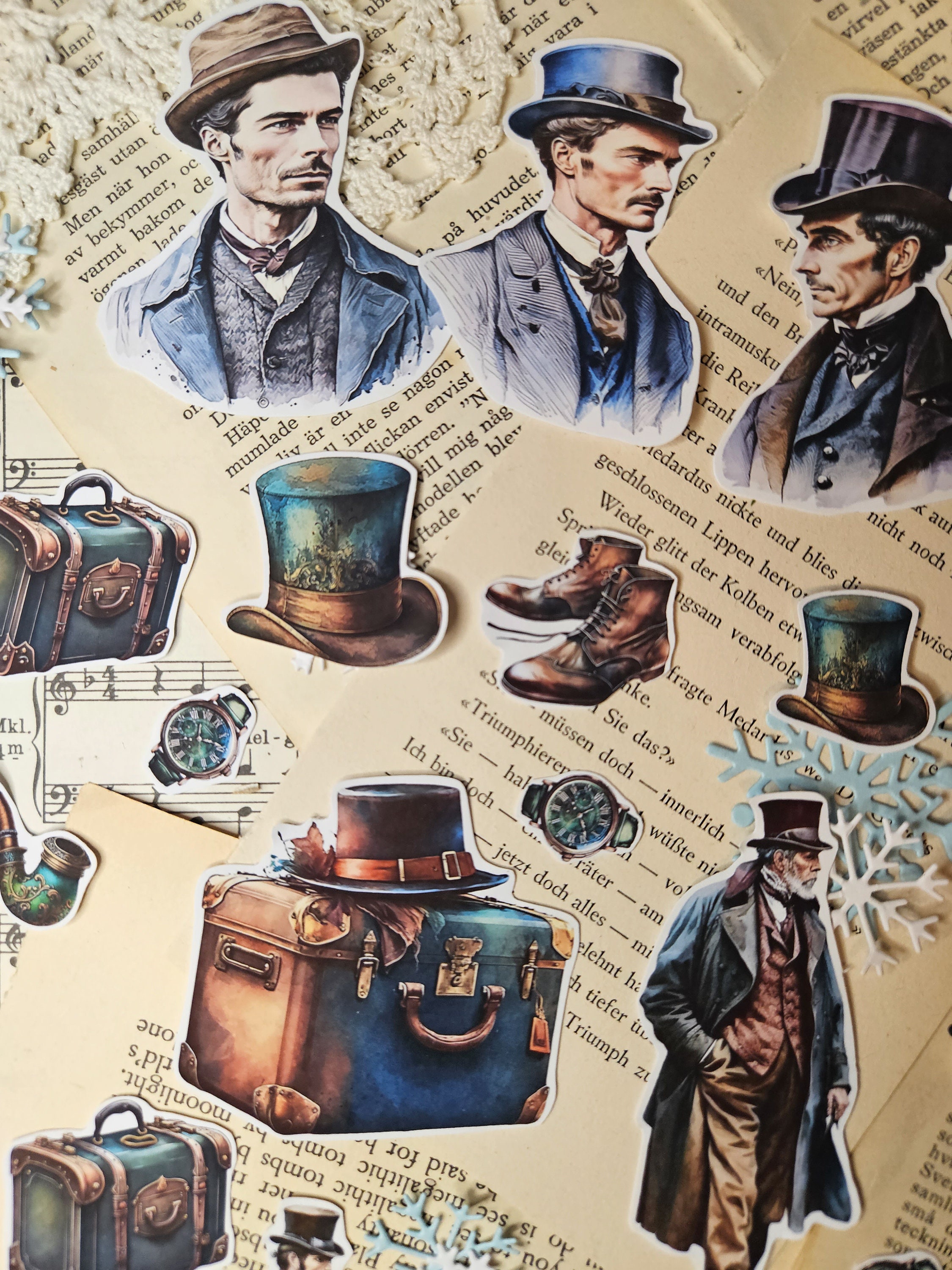 VINTAGE SERIE: Victorian Men Stickers Set Scrapbooking Card Making Art ...