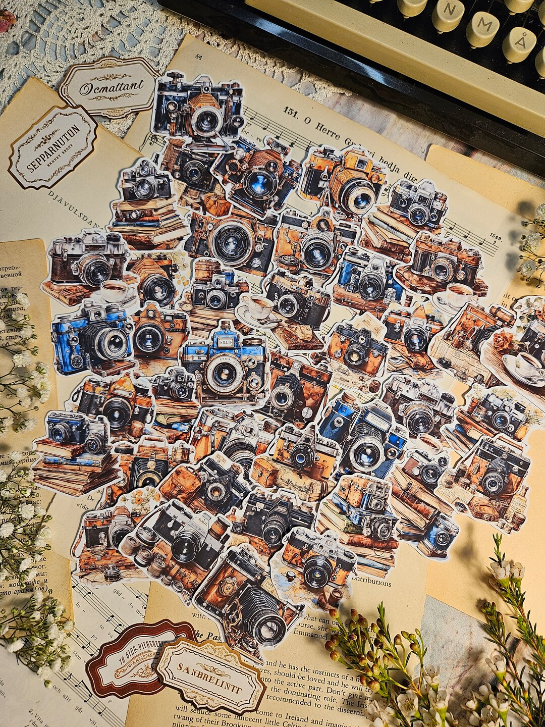 Vintage Old Camera Set of 10/20 Stickers Scrapbooking Card Making Art ...