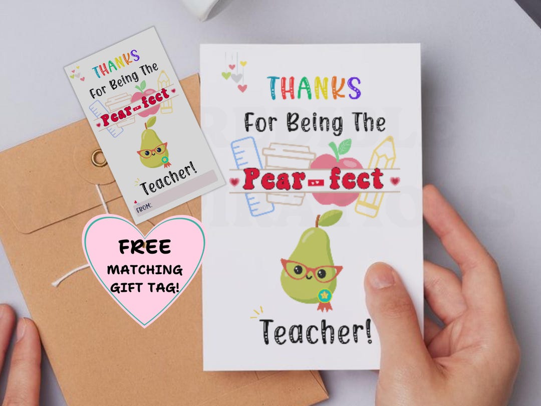 Digital Teacher Card End of Year Teacher Gift Tag Teacher Appreciation ...