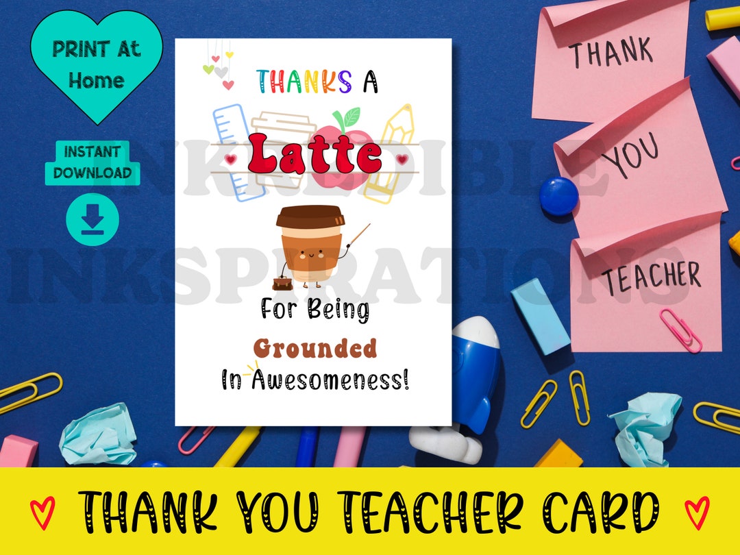Teacher Appreciation Card Printable Teacher Thank You Card Digital ...