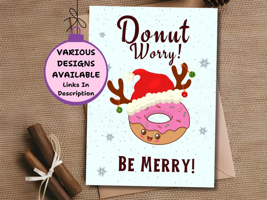 Digital Download Christmas Card Funny Donut Holiday Greeting Printable ...
