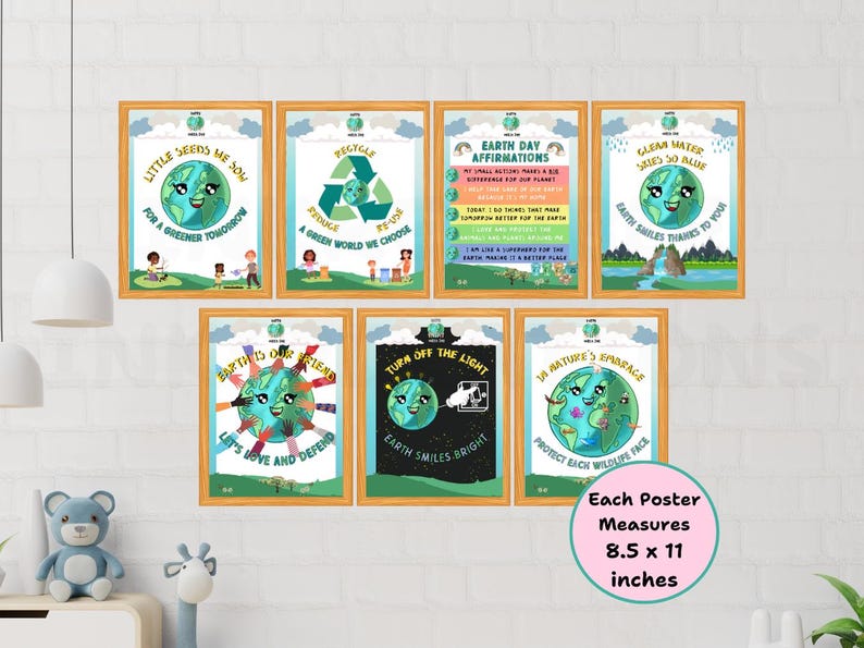 Earth Day Printable Poster Bundle for Classroom Green Decor Wildlife ...