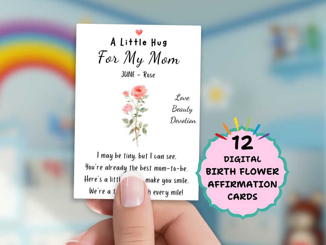 Birth Flower Affirmation Card Printable New Mom Gift Baby Shower Gift ...