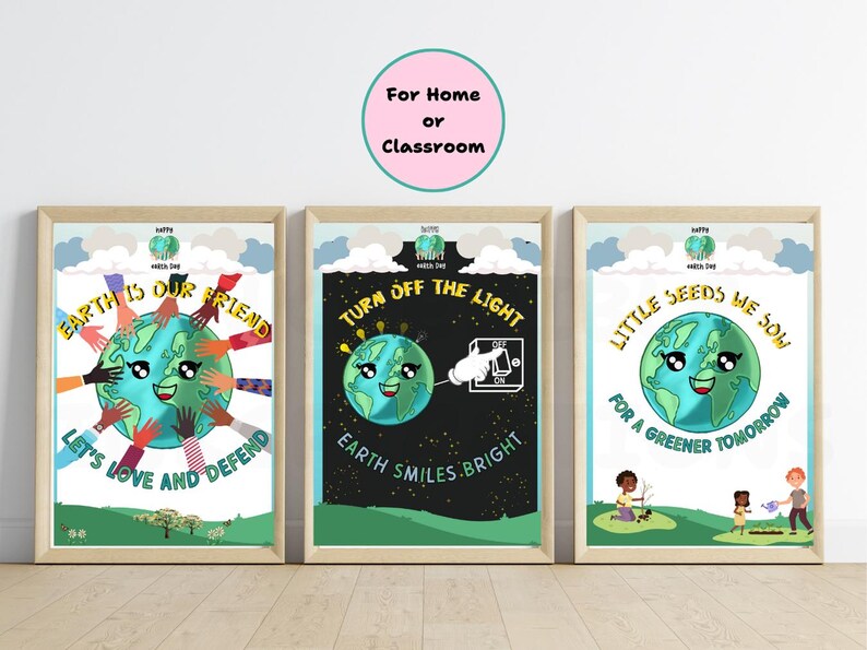 Earth Day Printable Poster Bundle for Classroom Green Decor Wildlife ...