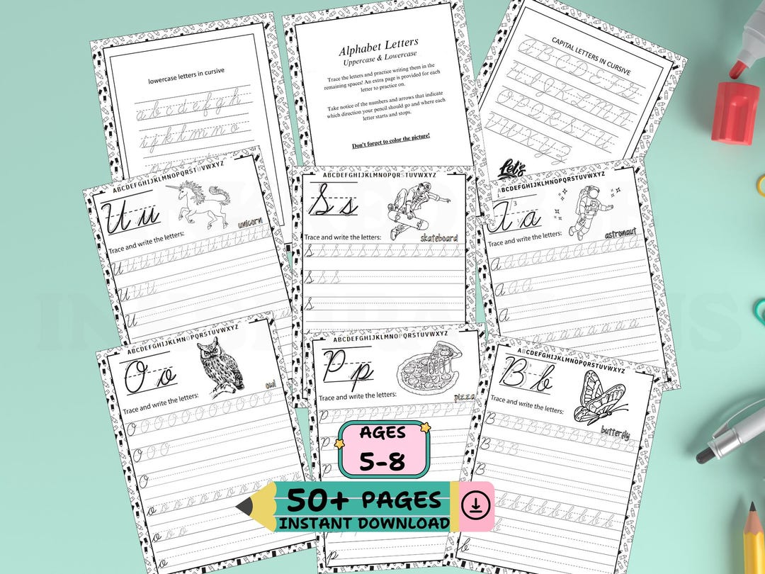 Alphabet Cursive Practice Worksheet Handwriting for Child Educational ...