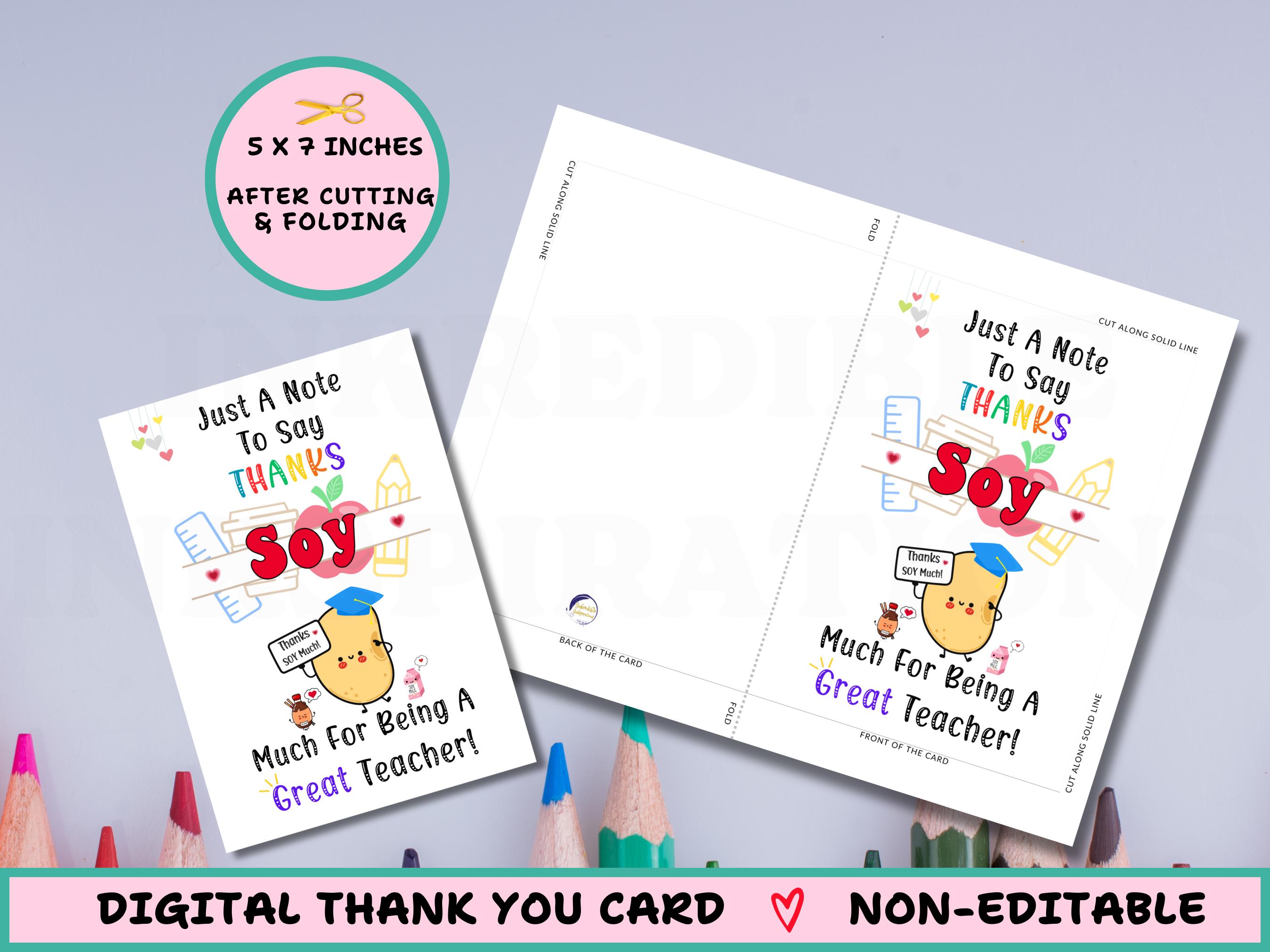 End of Year Card for Teacher Day Card End of Year Teacher Gift Thank ...