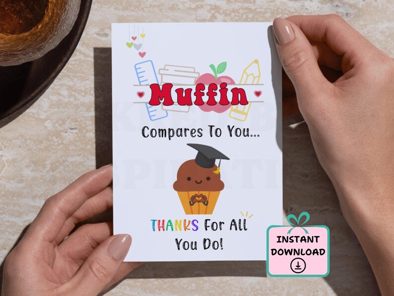 Muffin Pun Teacher Appreciation Card Printable End of School Gift for ...