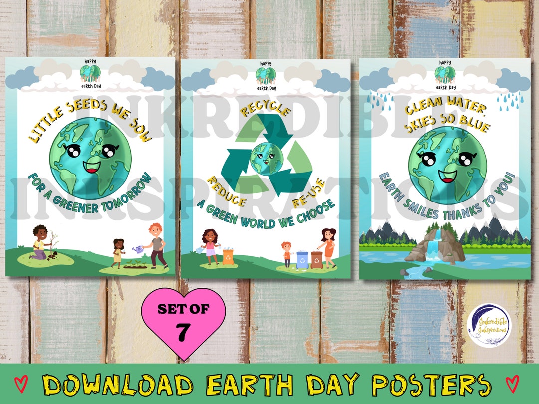 Earth Day Printable Poster Bundle of 7 Children's Educational Posters ...