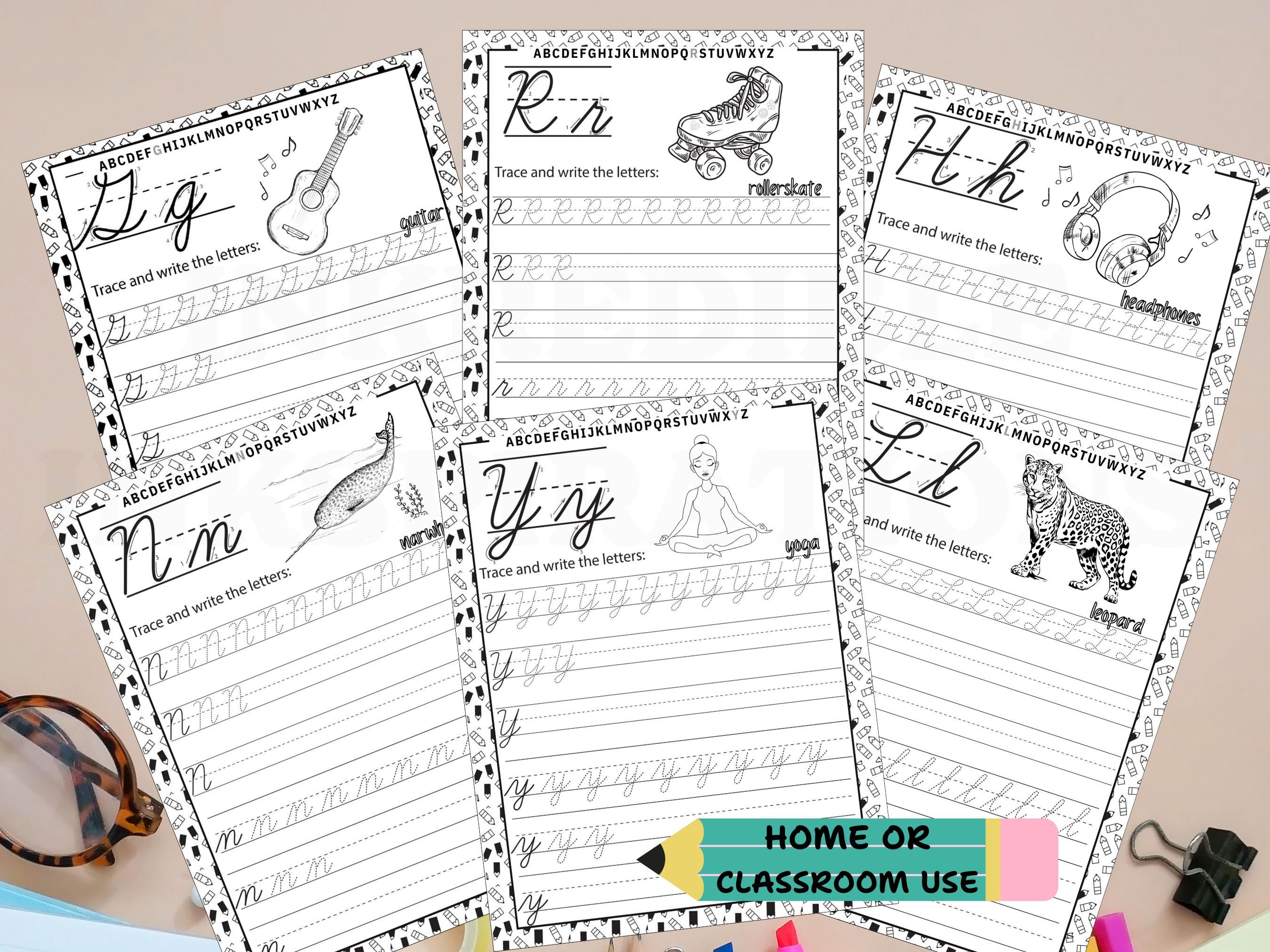 Alphabet Cursive Practice Worksheet Handwriting for Child Educational ...