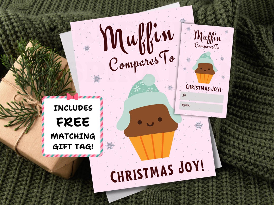 Printable Christmas Card Funny Food Pun Muffin Character Holiday Card ...