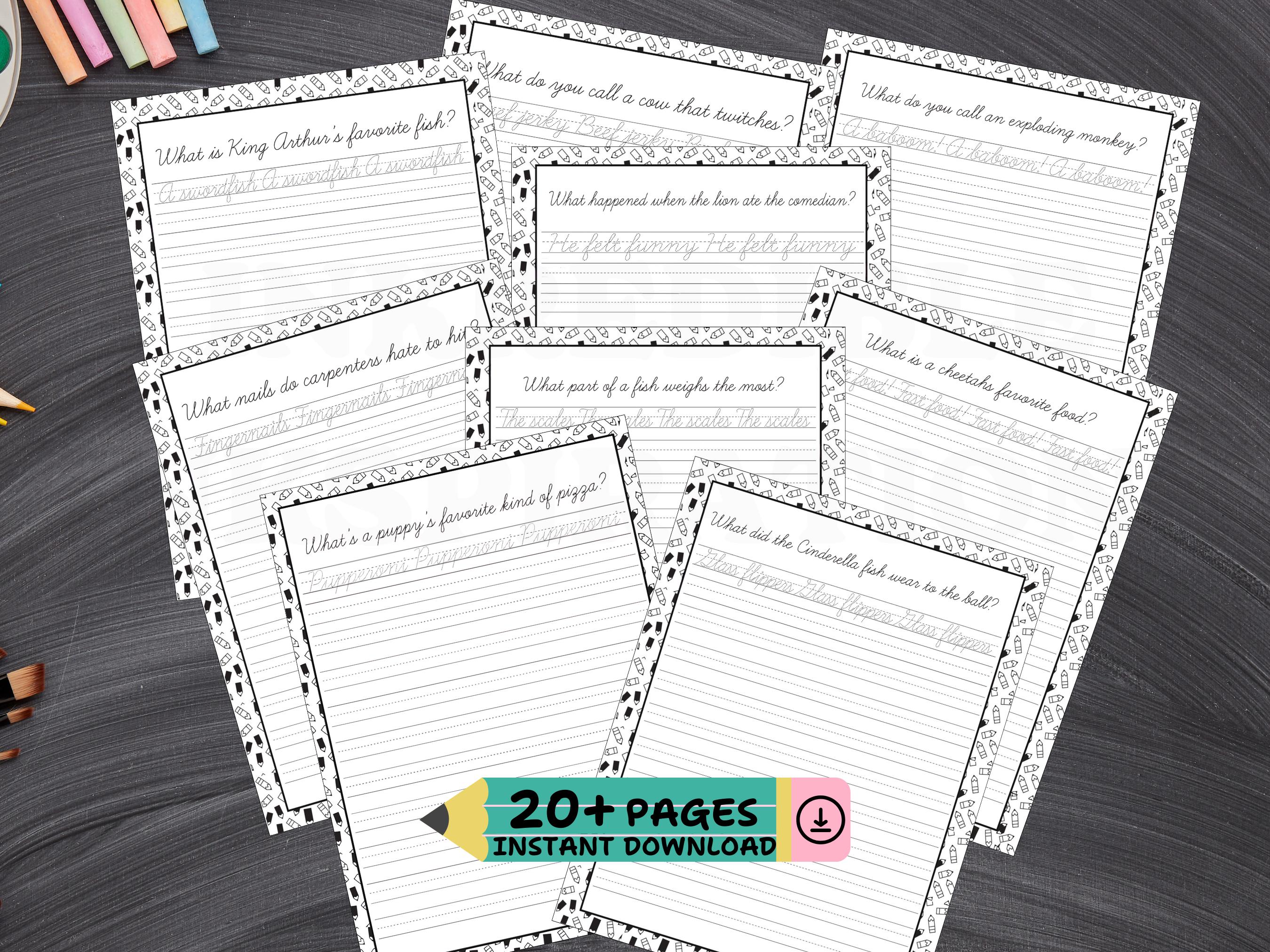 Printable Cursive Joke Worksheet Fun Literacy Lesson Homeschool ...