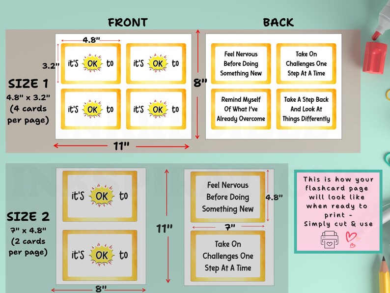 Growth Mindset Flashcard Printable Kid Self Esteem Tool Confidence ...