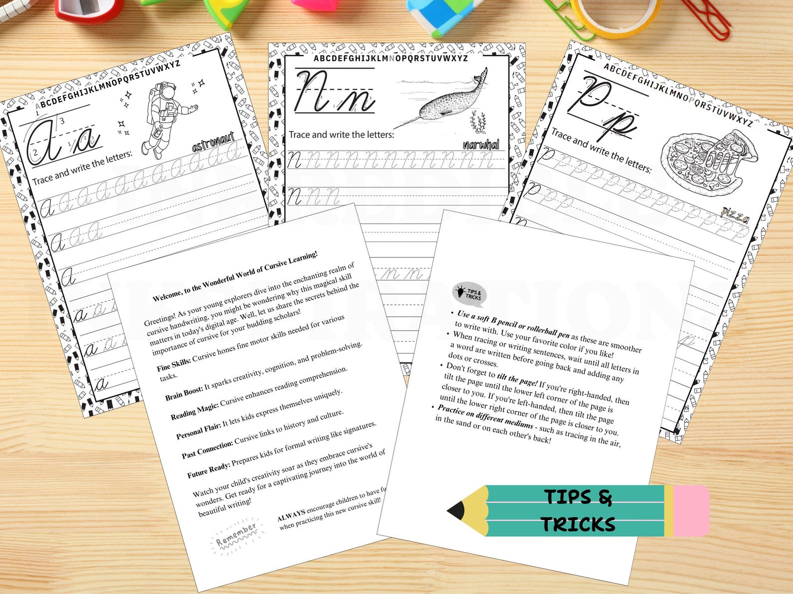 Alphabet Cursive Practice Worksheet Handwriting for Child Educational ...