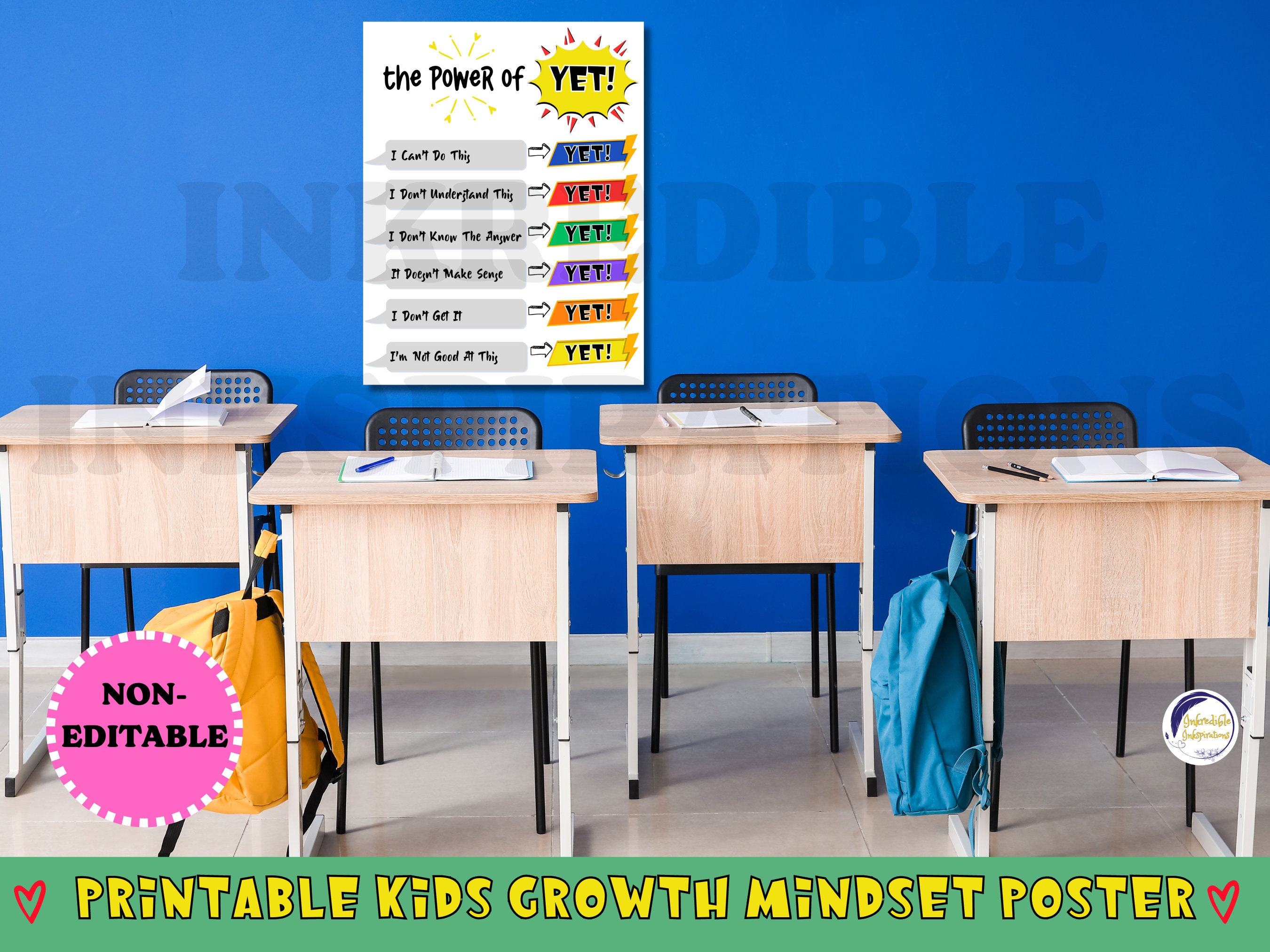 Growth Mindset Poster for Kids Classroom Decor Coping Skills Poster ...