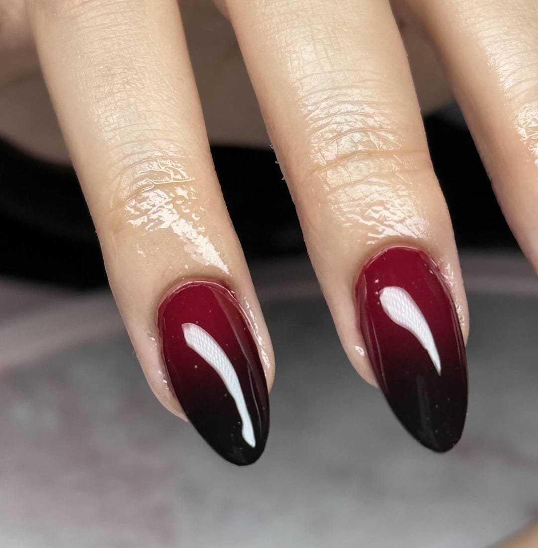 Vampy Black and Red Ombre Nails - Vampire Nails, Goth Nails, Halloween ...