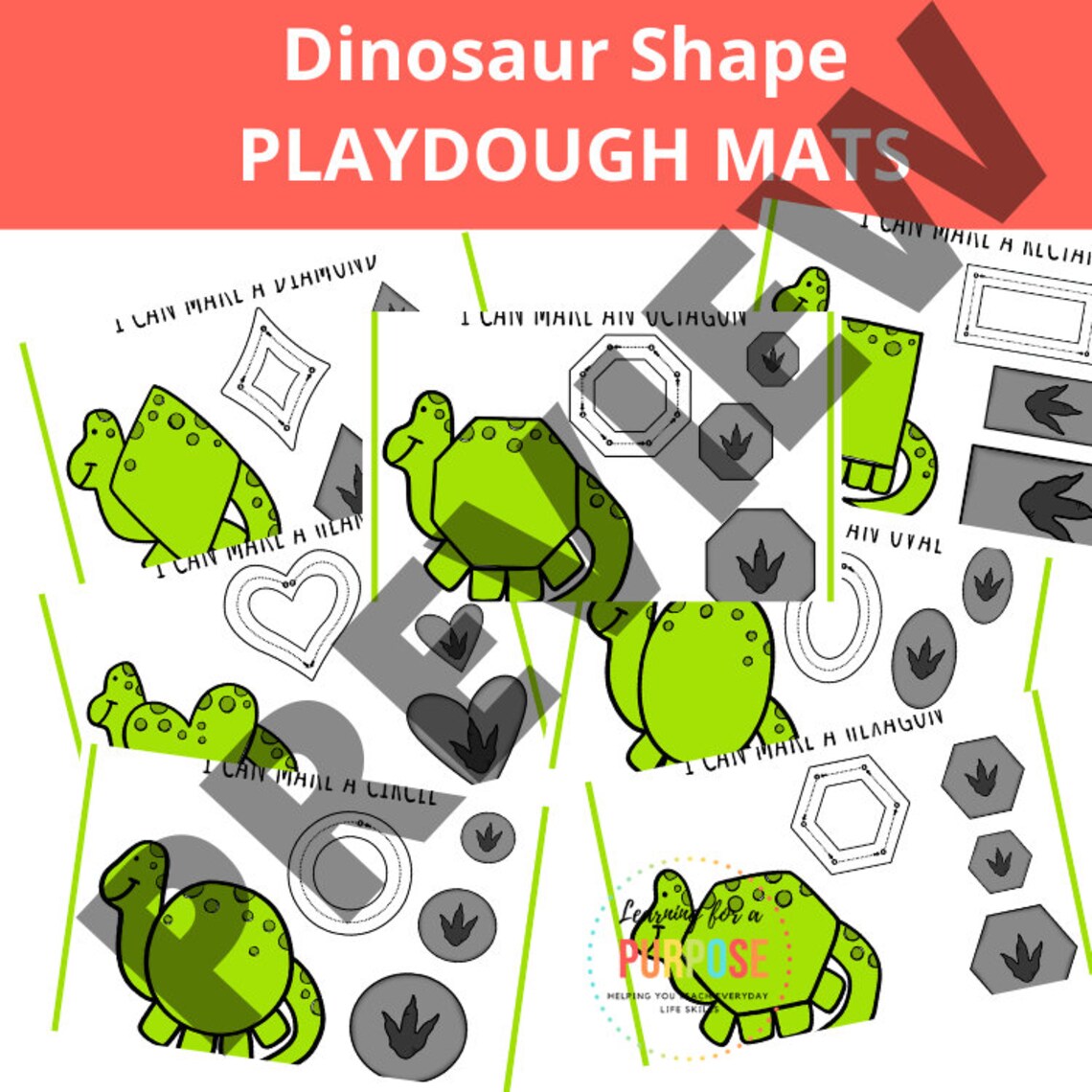 Dinosaur Shape Building Playdough Mats - Etsy