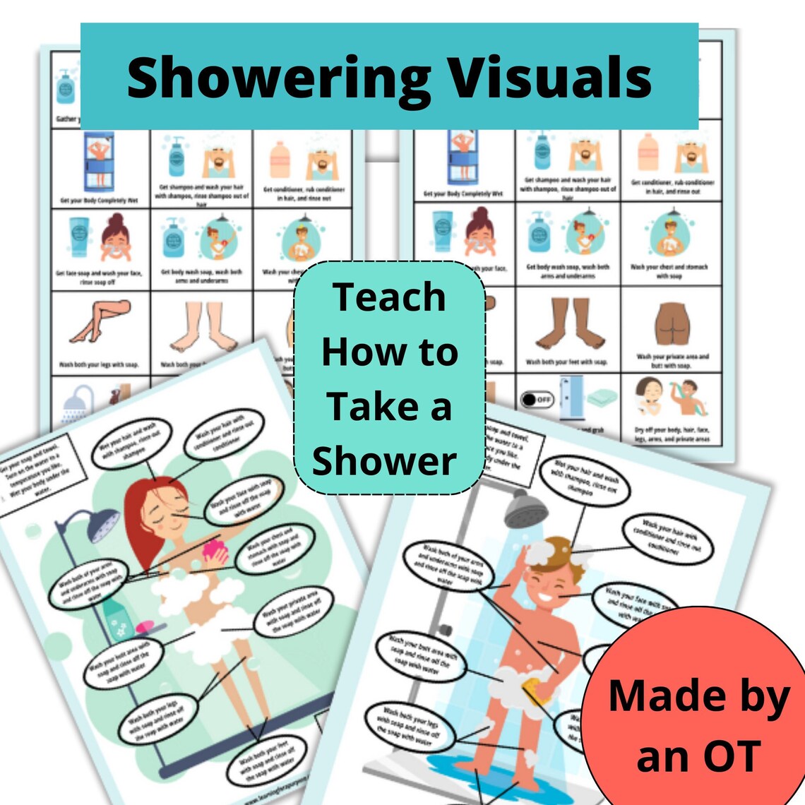 Showering Visuals to Teach How to Take a Shower - Etsy