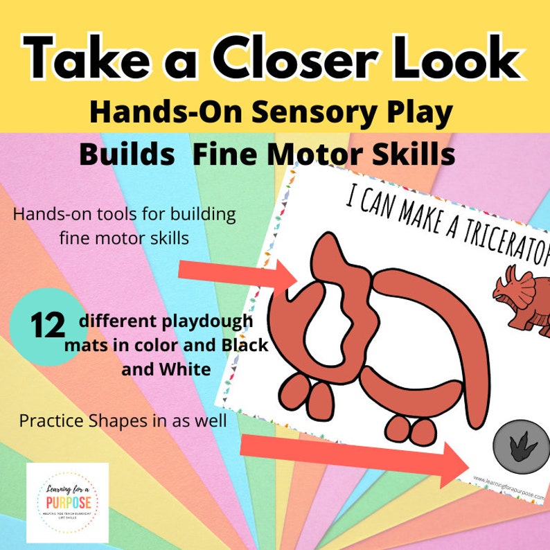 Dinosaur Playdough Mats to Help Build Fine Motor Skills - Etsy