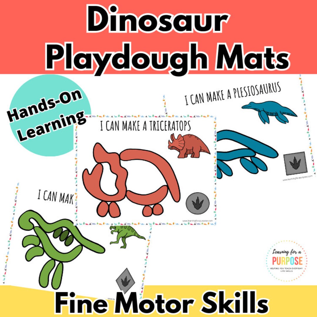Dinosaur Playdough Mats to Help Build Fine Motor Skills - Etsy