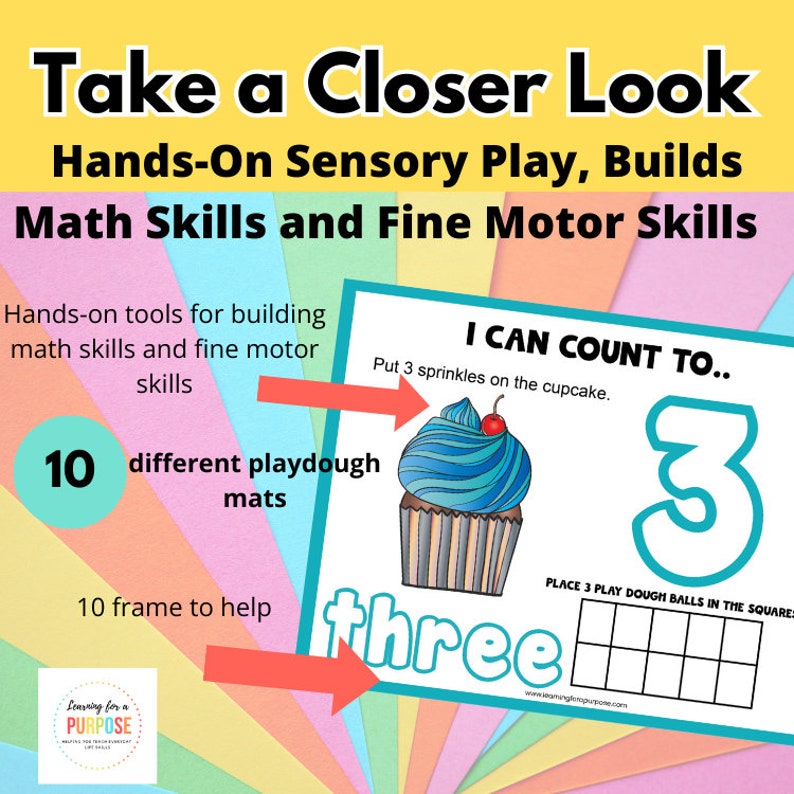 Counting Cupcake Playdough Mats Numbers 1-10 for Multi-sensory Learning ...