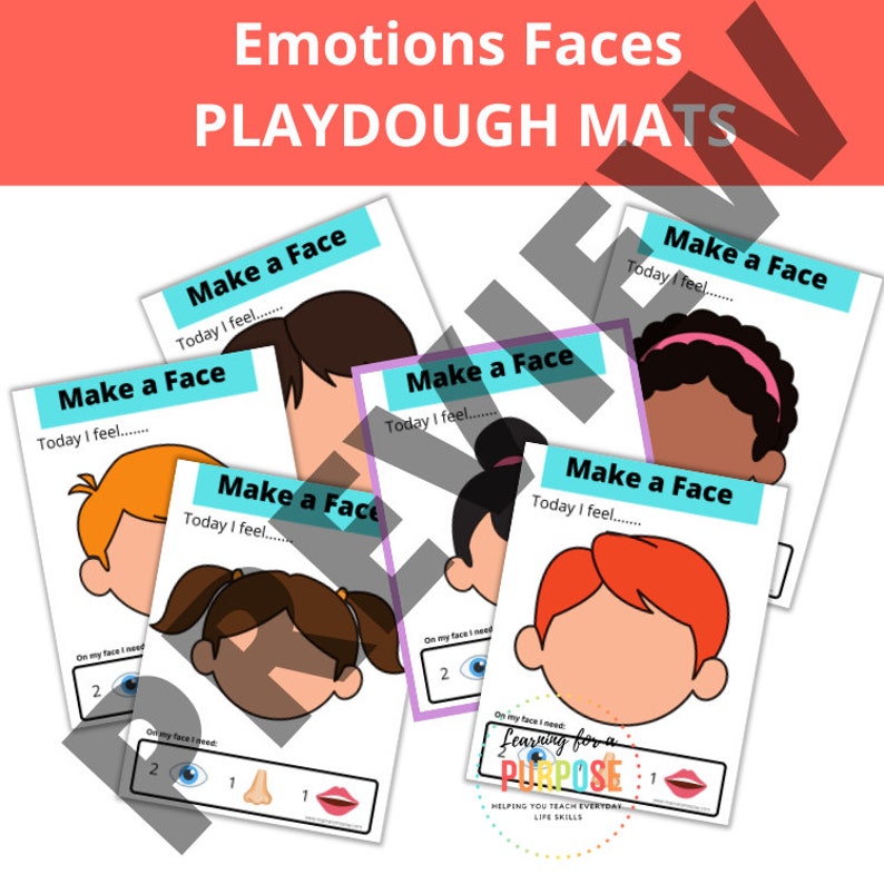 Emotion Faces Playdough Mats for Kids - Etsy