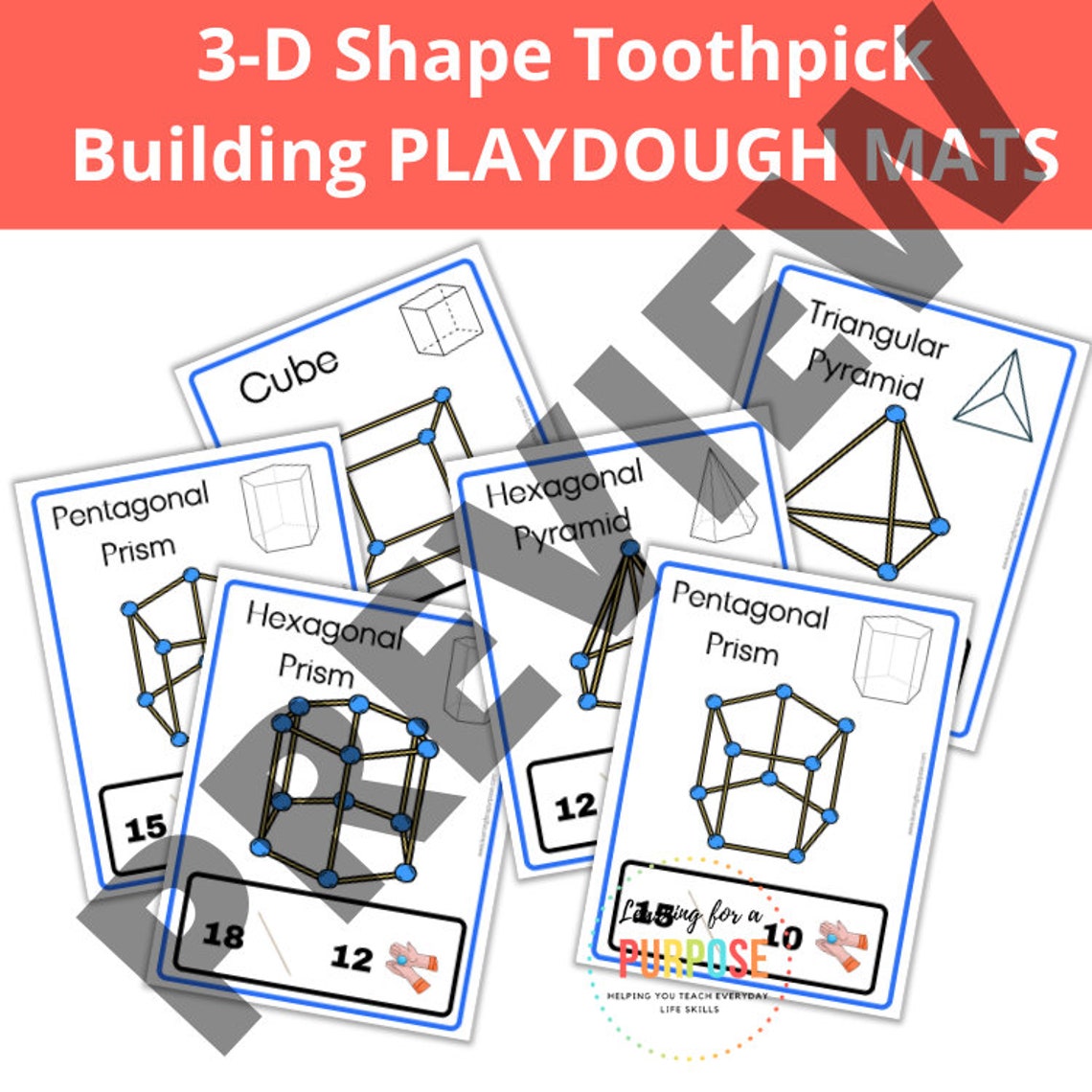3-D Shapes Playdough Toothpick Building Mats - Etsy