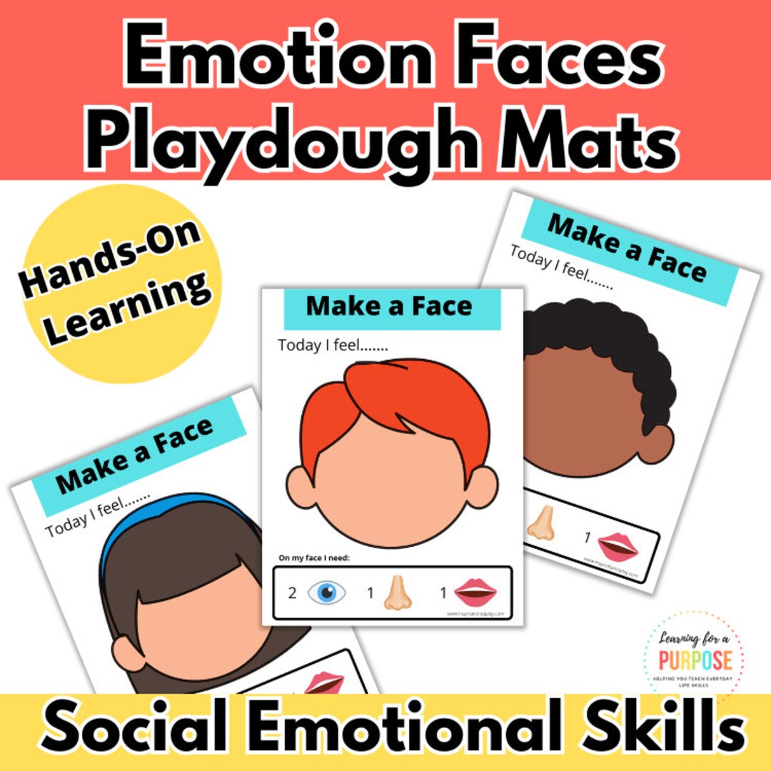 Emotion Faces Playdough Mats for Kids - Etsy