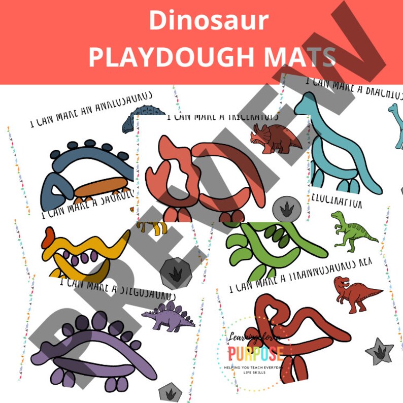 Dinosaur Playdough Mats to Help Build Fine Motor Skills - Etsy